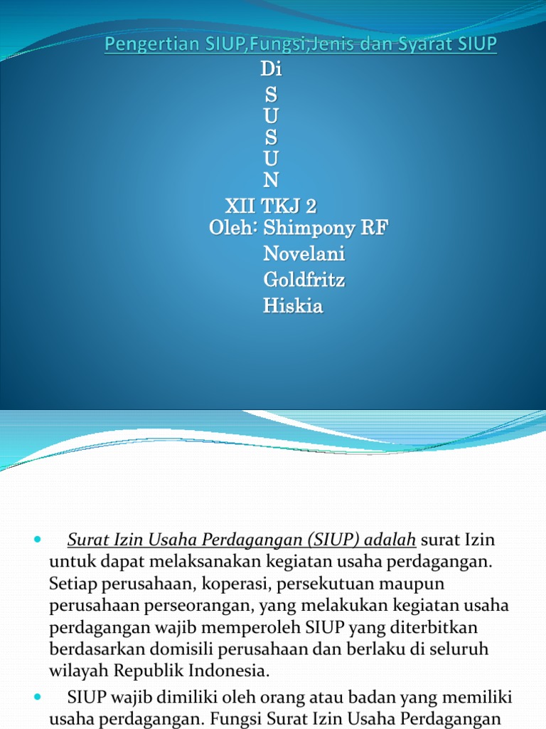 Pengertian SIUP, Fungsi, Jenis Dan Syarat SIUP Simpony | PDF