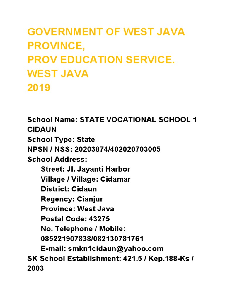 Government of West Java Province, Prov Education Service. West Java 2019 | PDF