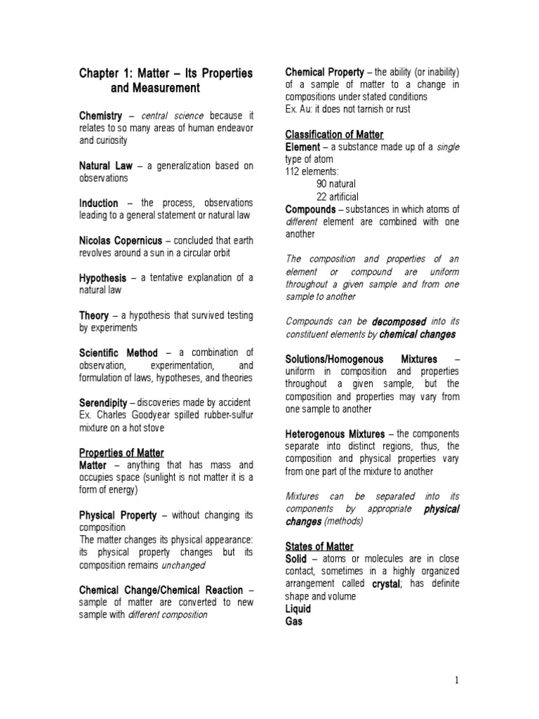 Chapter 1: Matter - Its Properties and Measurement | PDF | Gases | Ion