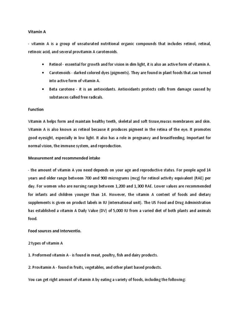 Vitamin a-WPS Office | PDF | Vitamin A | Biomolecules