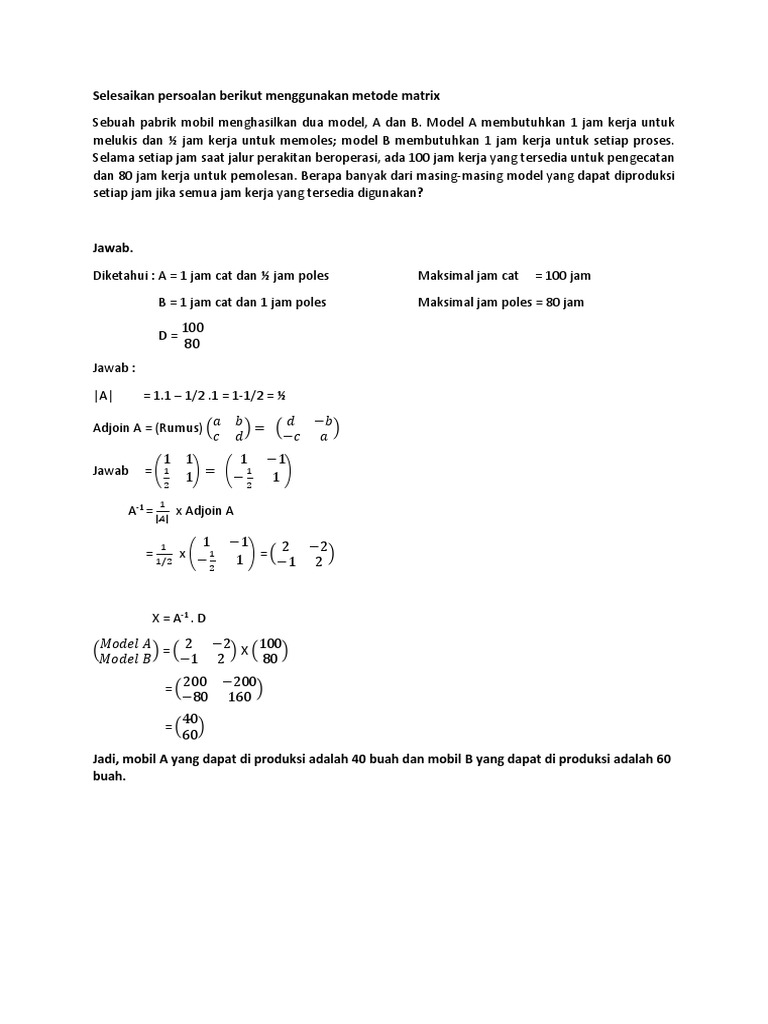 Latihan Metode Matriks | PDF
