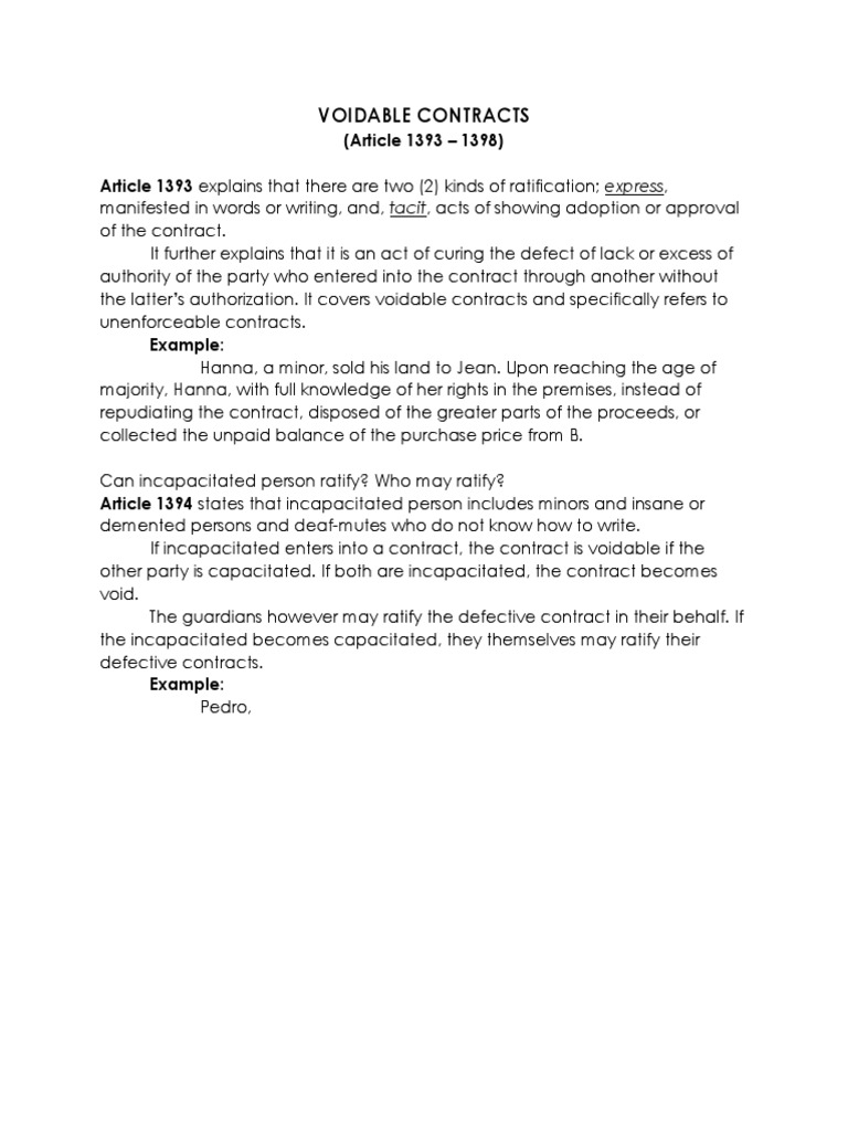 Voidable Contracts | PDF