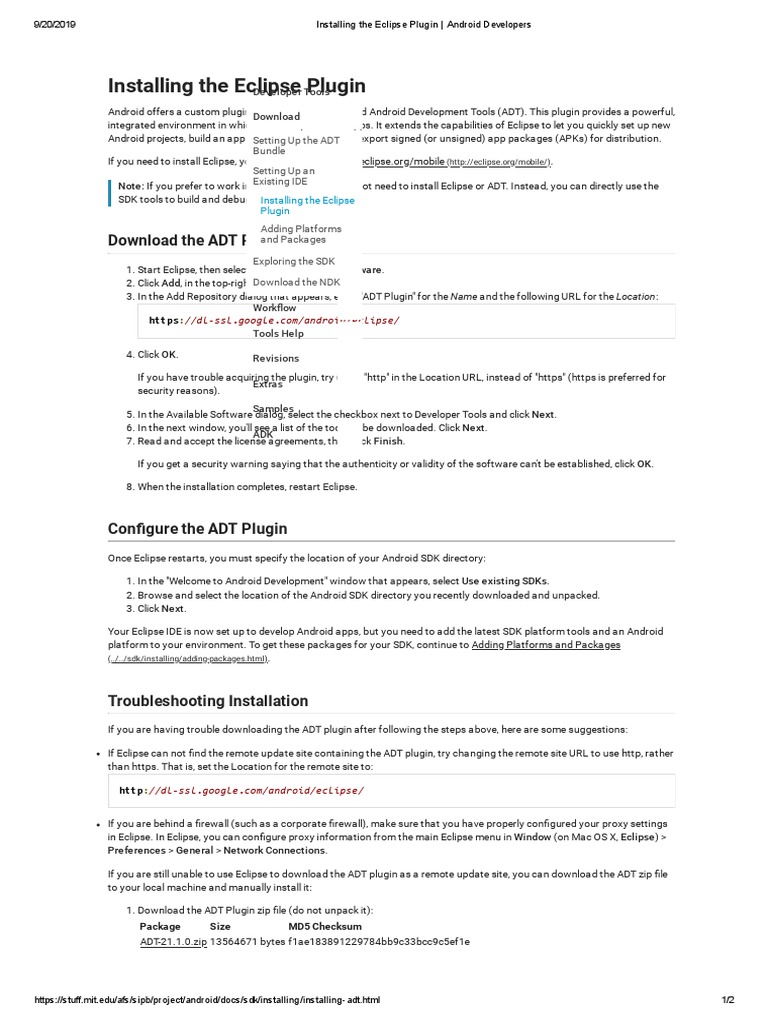 Installing The Eclipse Plugin - Android Developers | PDF | Eclipse ...