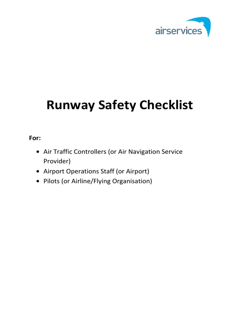 Runway Safety Checklist Complete | Download Free PDF | Air Traffic ...