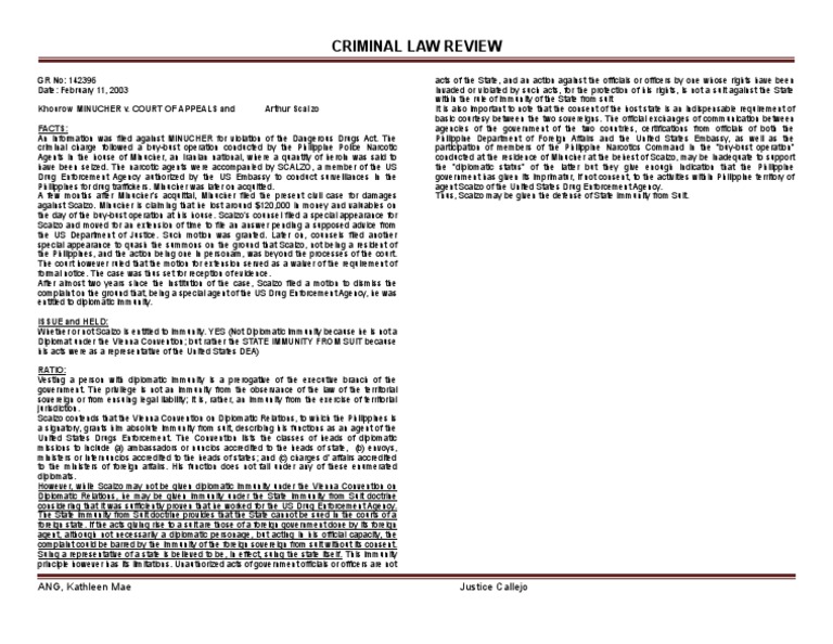 Criminal Law Review: Khosrow Minucher V. Court of Appeals and Arthur ...