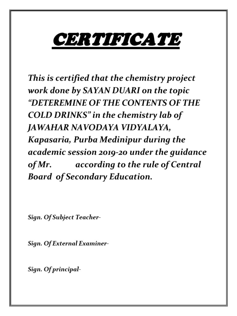 Certificate: Sign. of Subject Teacher | PDF