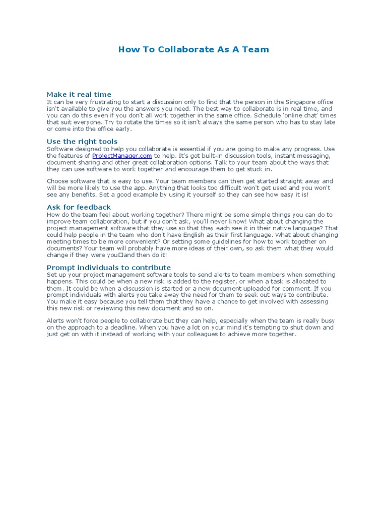 Effective Team Collaboration Strategies | PDF | Project Management ...