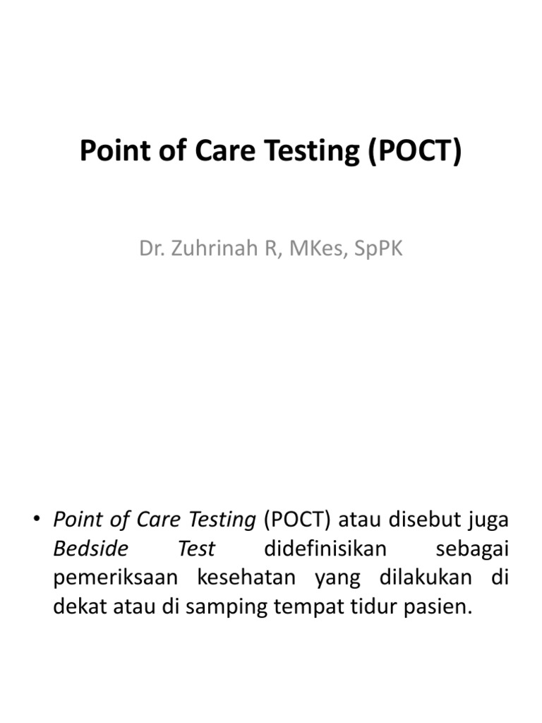 Point of Care Testing (POCT) | PDF