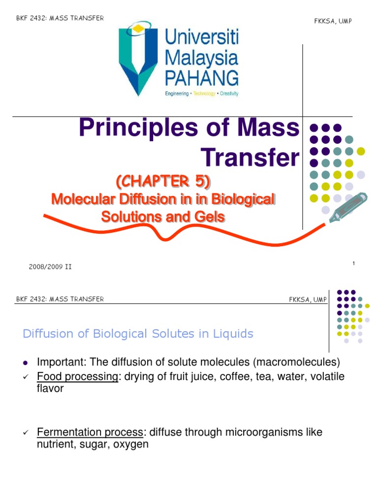 Chapter 5 Molecular Diffusion in Biological Solutions & Gels | PDF ...