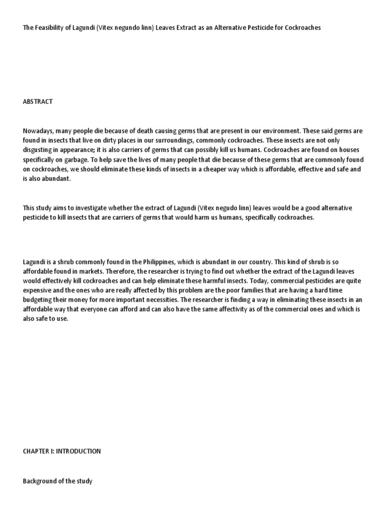 The Feasibility of Lagundi | PDF | Pesticide | Insecticide