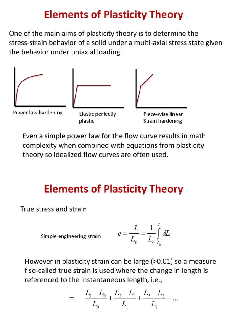 Lecture 5 - Elements of Plasticity Theory | PDF | Deformation (Engineering) | Plasticity (Physics)