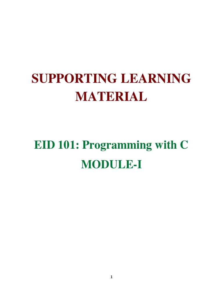 C Language Module 1 | PDF | Assembly Language | Programming Language