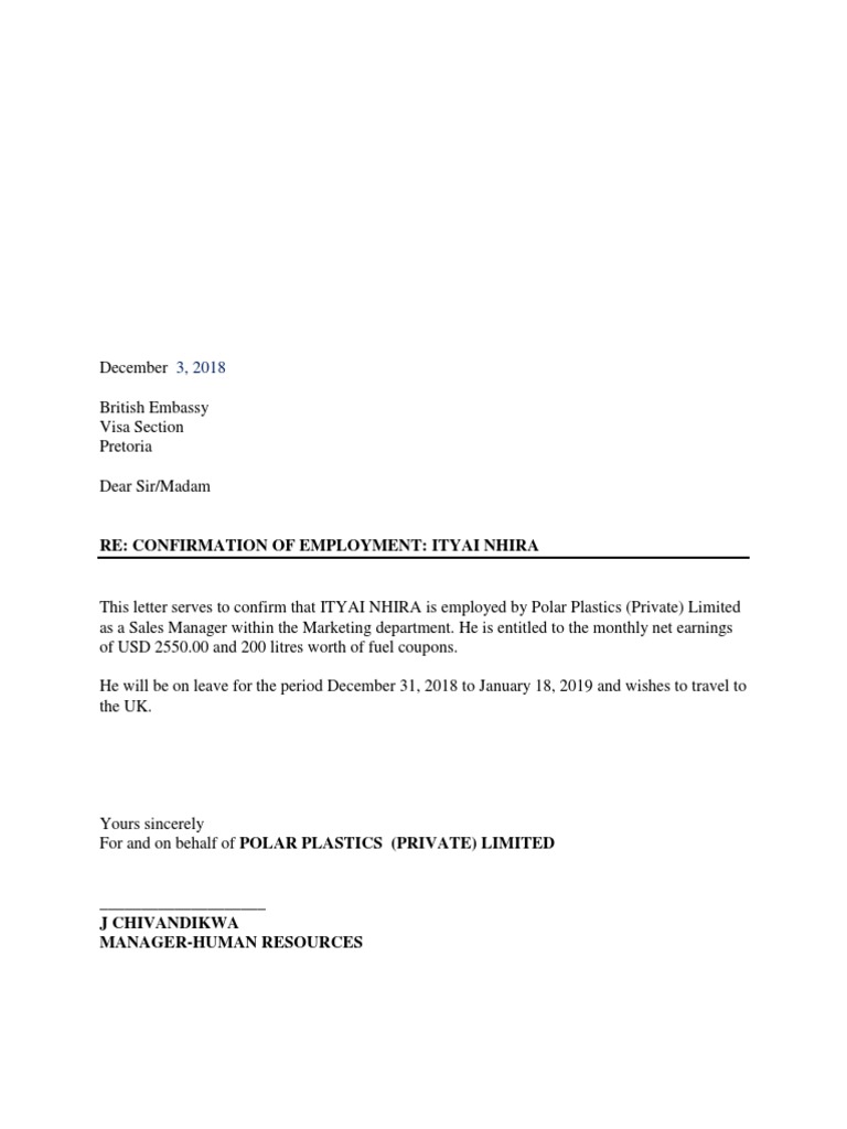 Confirmation of Employment | PDF