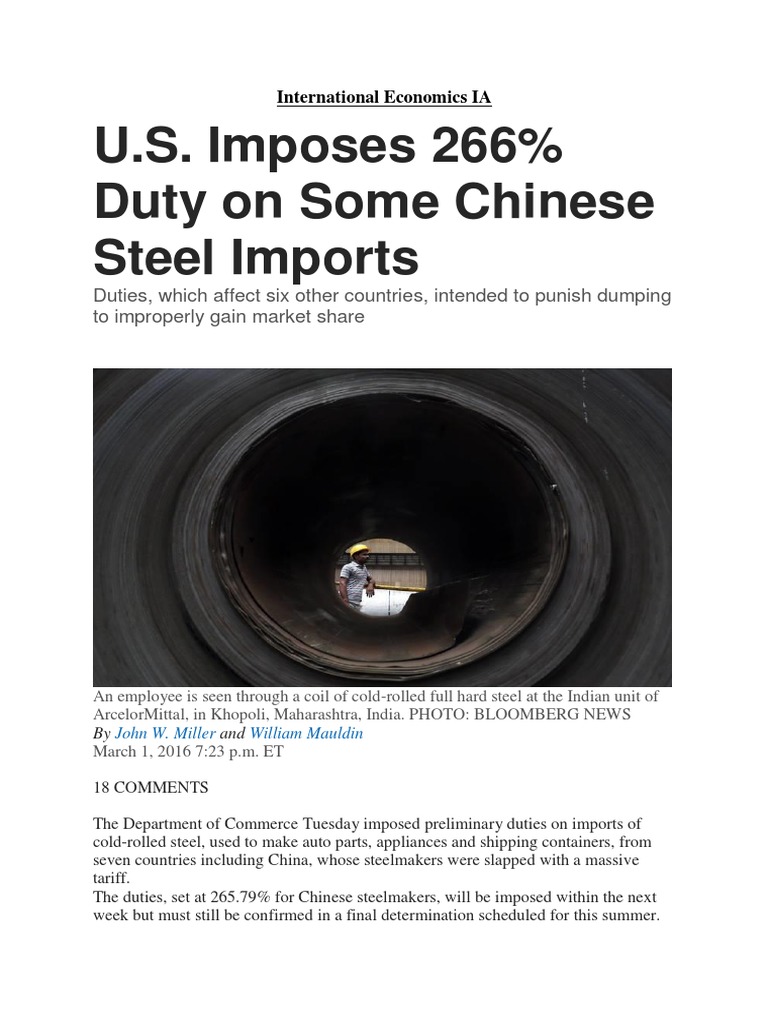 IB ECo International | PDF | Tariff | Dumping (Pricing Policy)