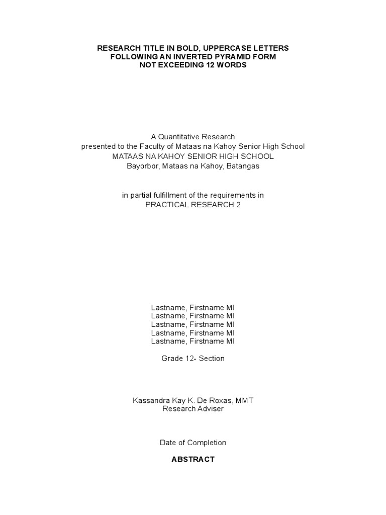 Research Title in Bold, Uppercase Letters Following An Inverted Pyramid ...