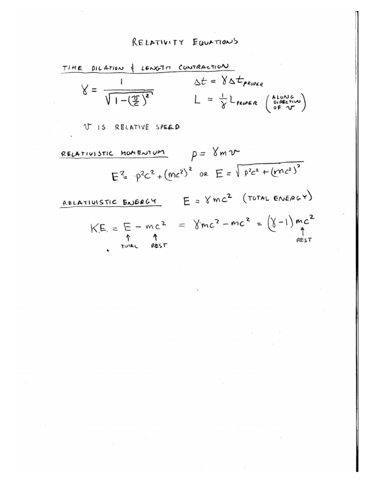 Relativity Practice Solutions | PDF