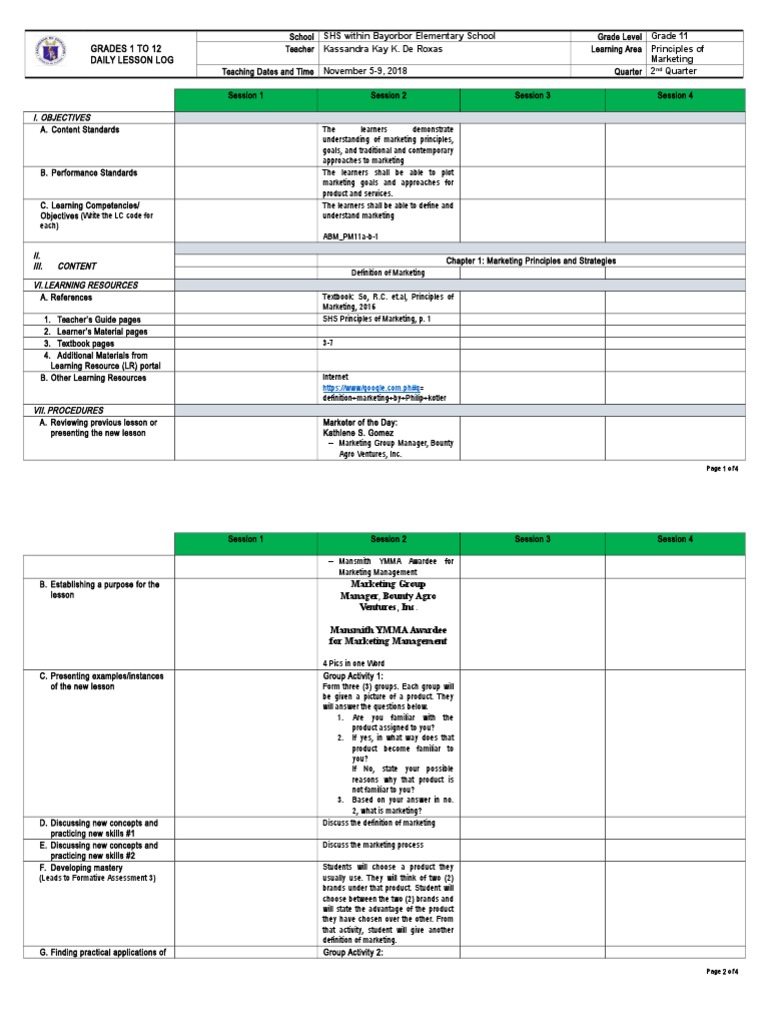 Sample DLL | PDF | Teachers | Teaching