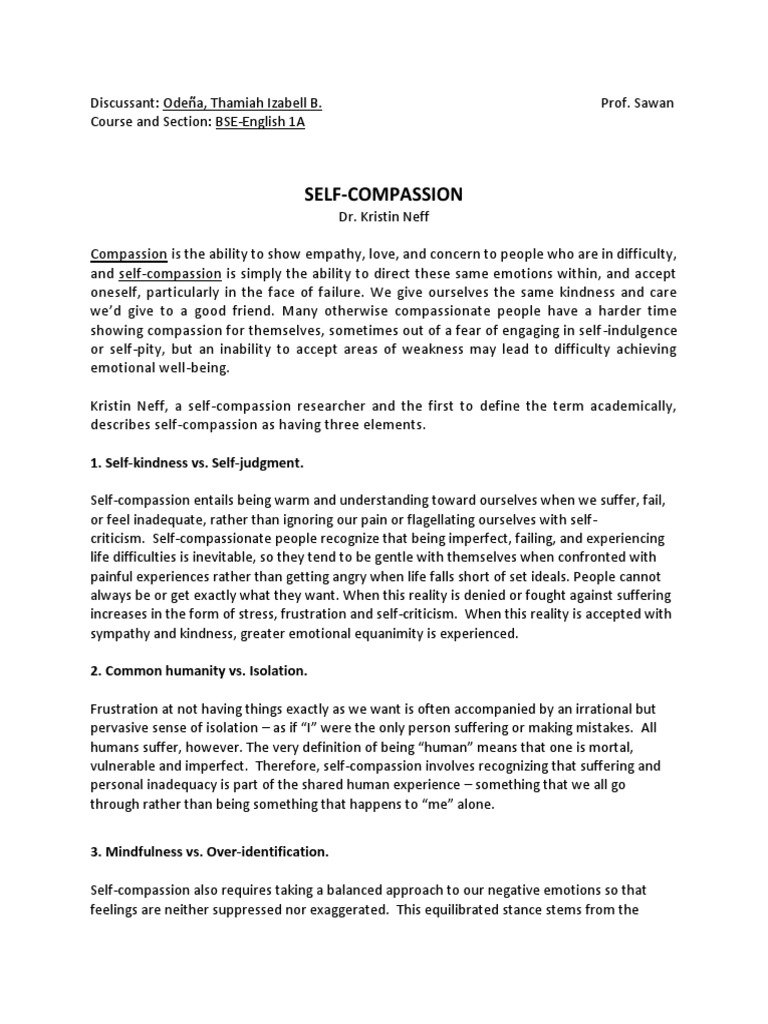 Self Compassion (Understanding The Self) | PDF | Compassion | Motivation