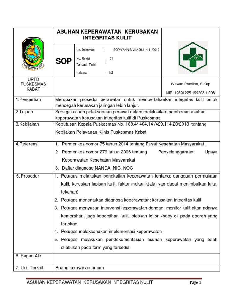 Sop Integritas Kulit | PDF | Kesehatan Holistik