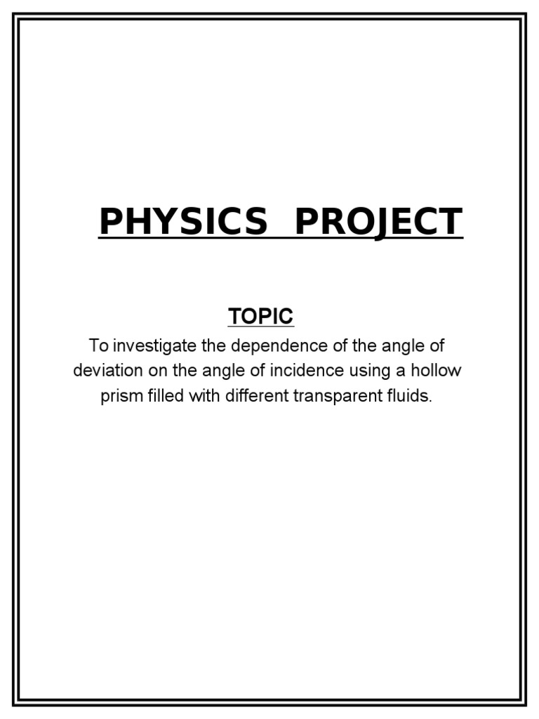 Physics Investigatory Project 3 | PDF | Prism | Electrodynamics