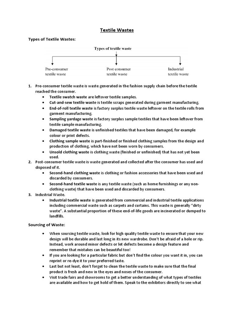 Types of Textile Wastes | Download Free PDF | Recycling | Textiles
