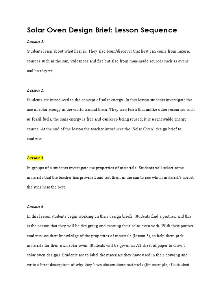 Solar Oven Design Brief 8 | PDF | Sustainability | Renewable Energy
