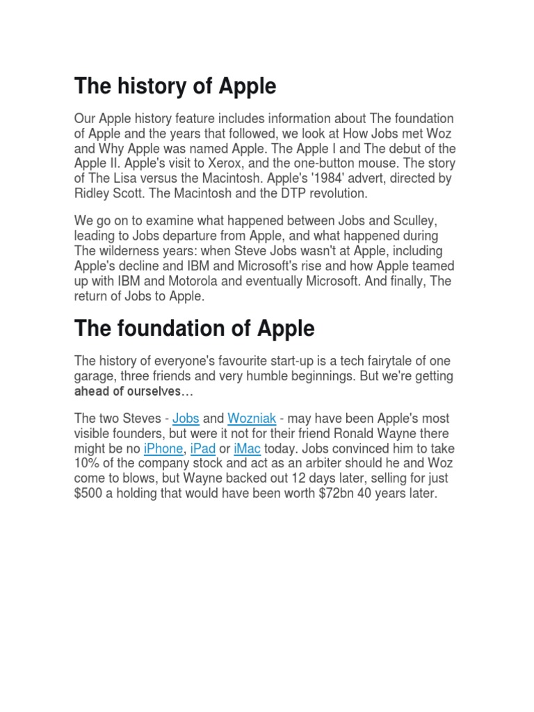 History of Apple's Founding and Growth | PDF | Apple Inc. | Macintosh