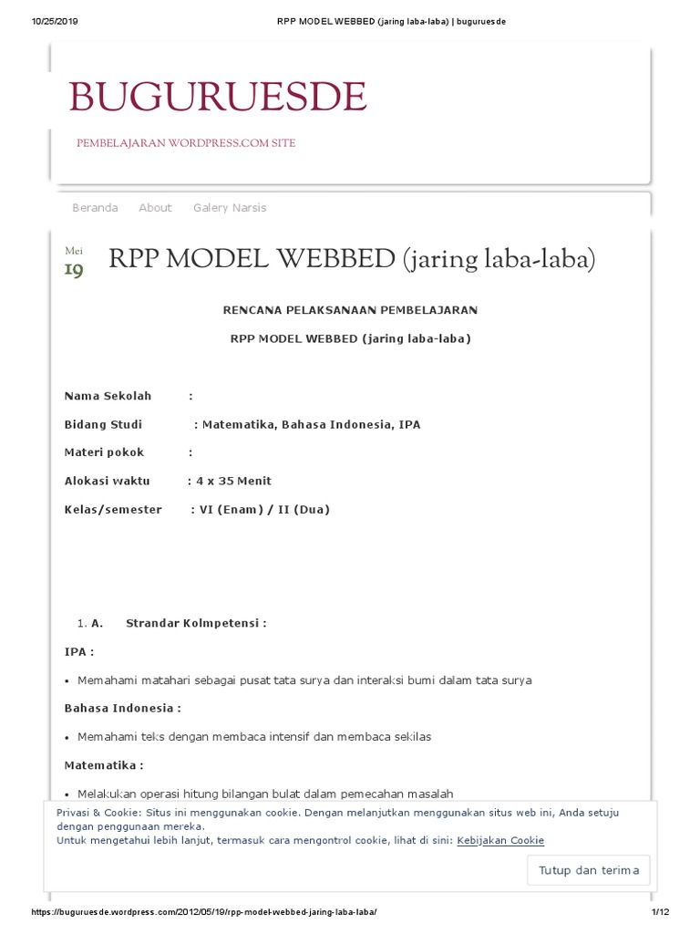 RPP MODEL WEBBED (Jaring Laba-Laba) - Buguruesde | PDF