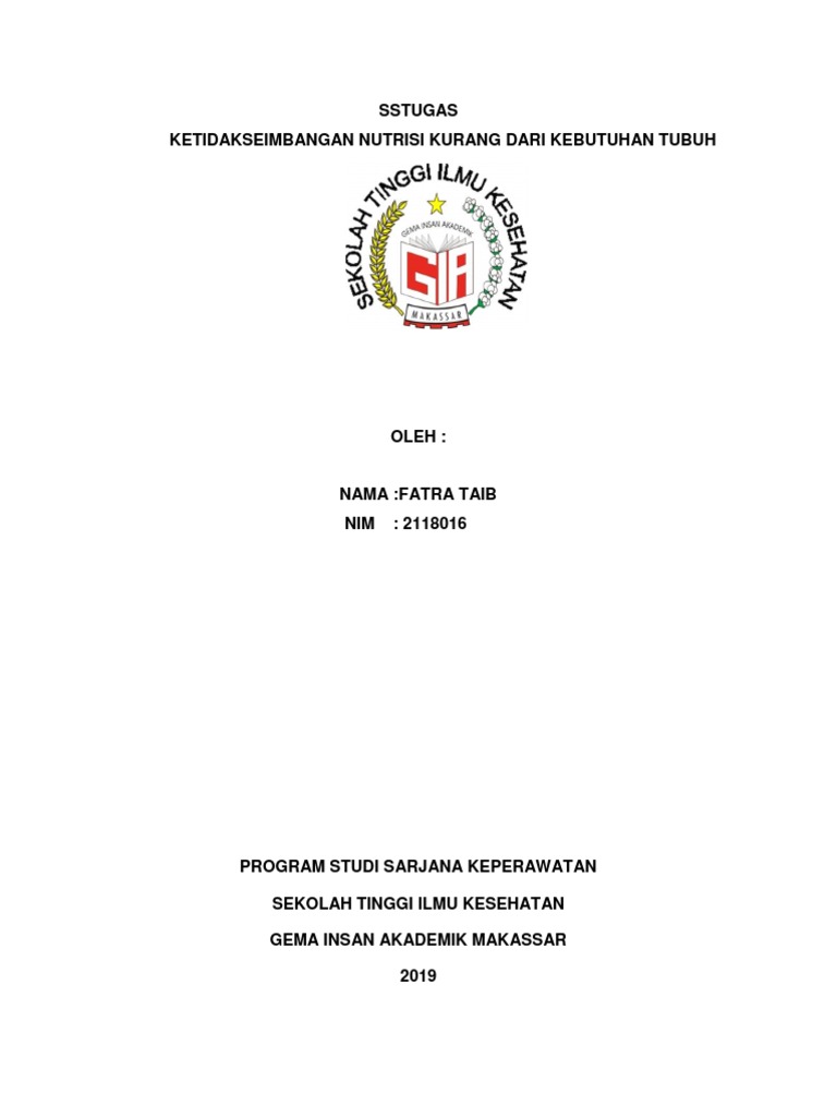 Ketidakseimbangan Nutrisi Kurang Dari Kebutuhan Tubuh (2118016) | PDF ...