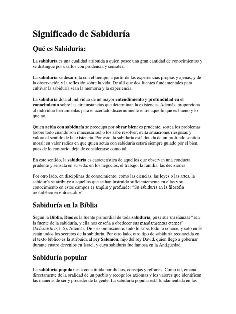 Significado de Sabiduría | PDF | Sabiduría | Moralidad