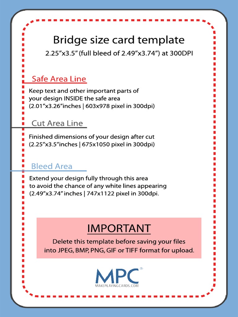 Bridge Size Card Template | PDF