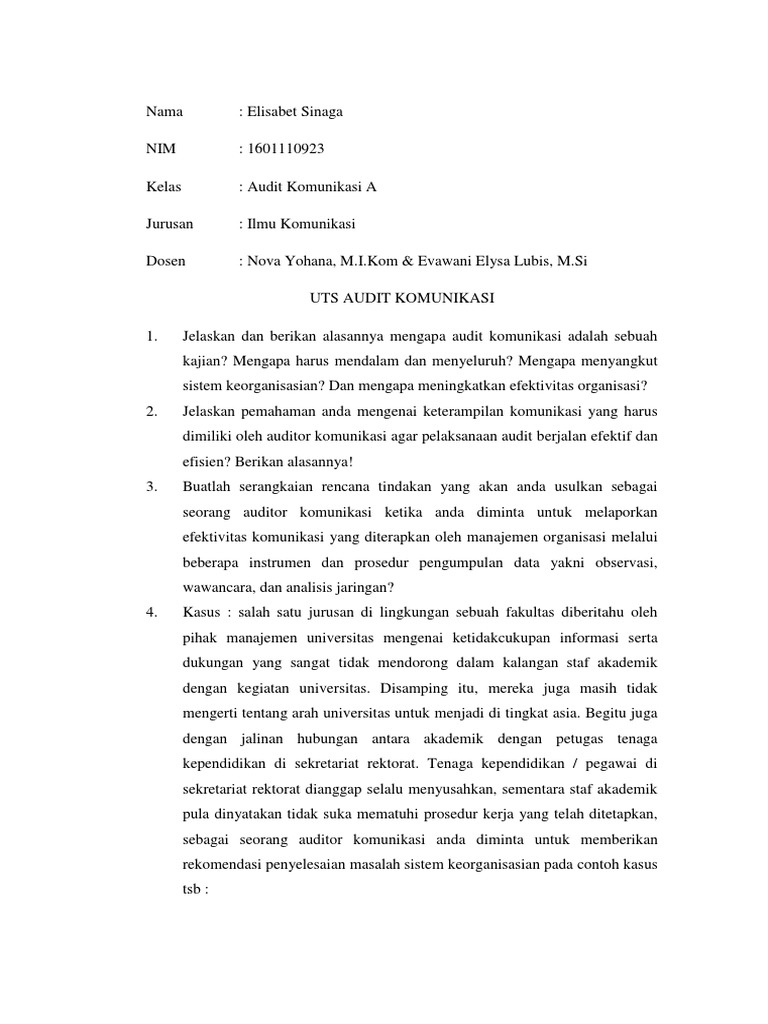 UTS Audit Komunikasi | PDF