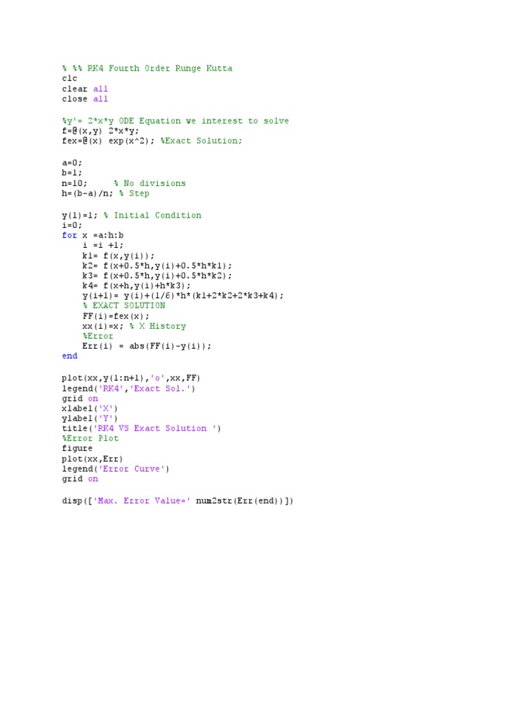 RK4 Fourth Order Runge Kutta | PDF