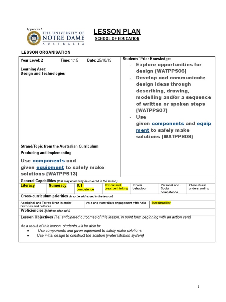 Lesson Plan: Components Equip Ment | PDF | Design | Educational Technology