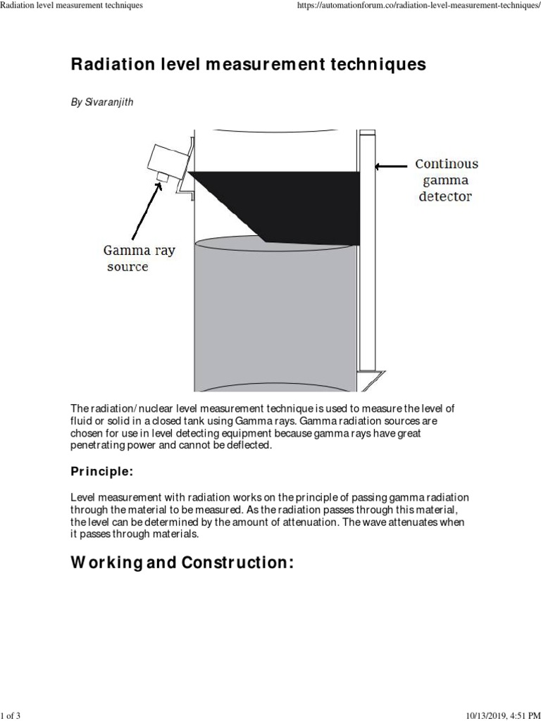 Radiation Level Measurement Techniques | PDF | Radiation | Gamma Ray