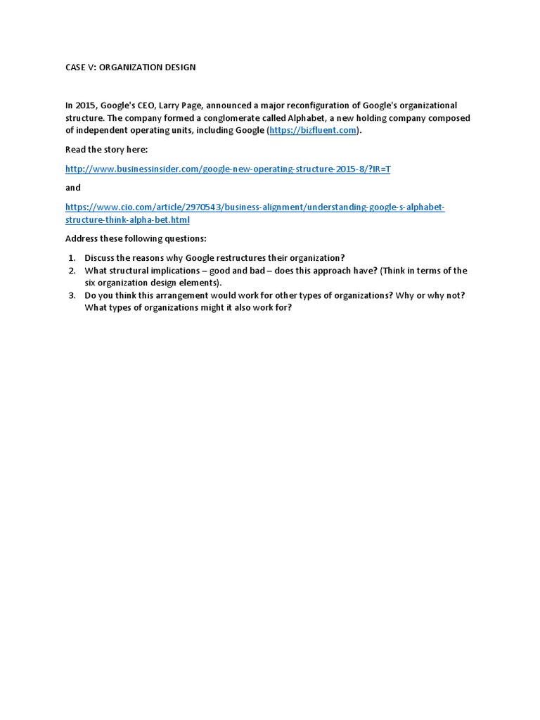 05 Case Study - Google's Structure | PDF | Career & Growth | Business
