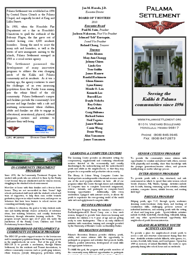 Palama Settlement: Serving The Kalihi & Palama Communities Since 1896 ...