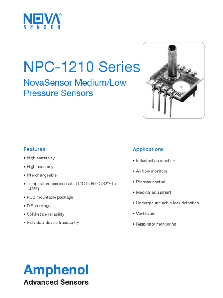 Sensor Aas 920 303d Novasensor NPC 1210 110117 Web | PDF | Pressure ...