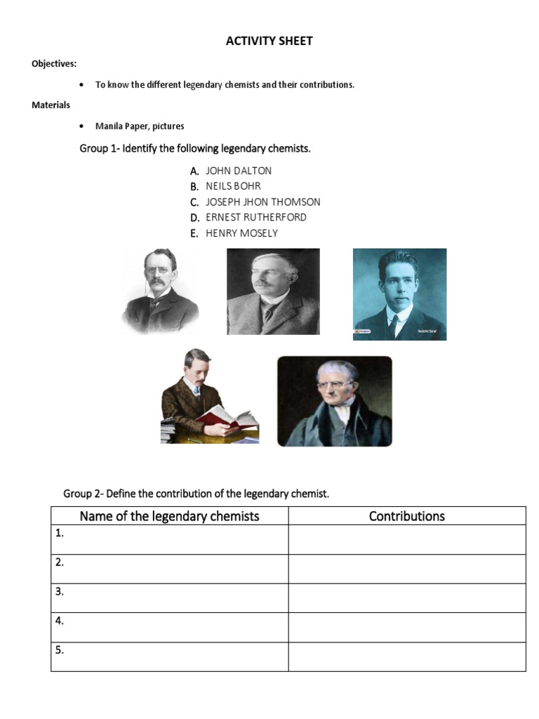 Legendary Chemists and Their Contributions | PDF