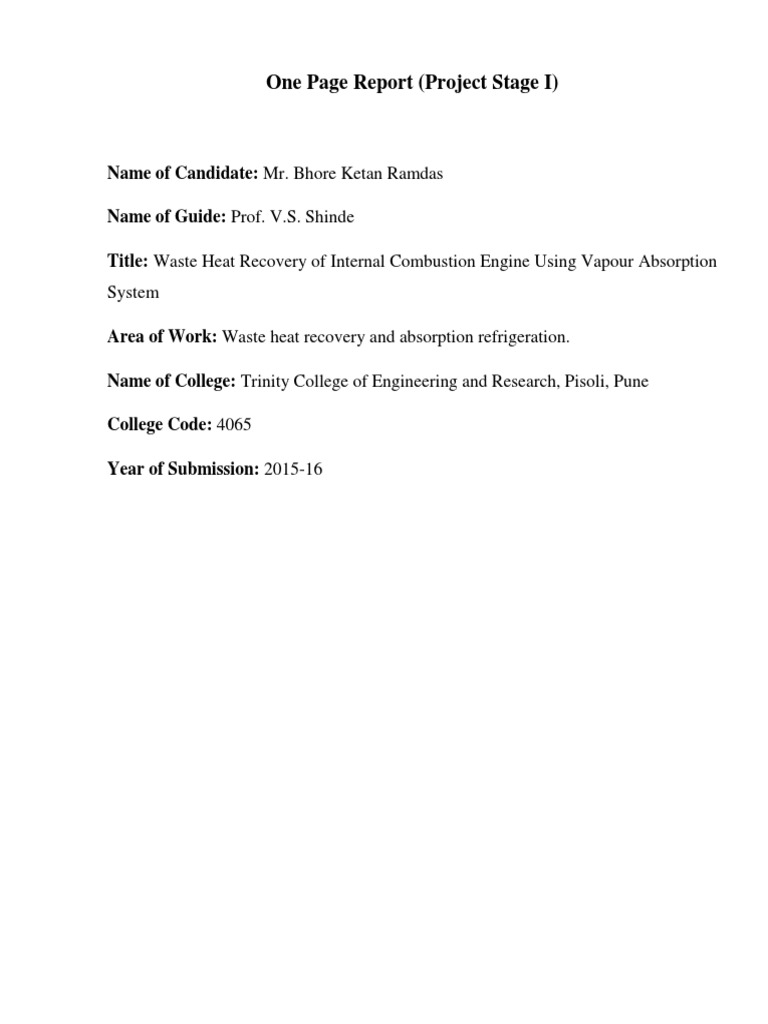 One Page Report (Project Stage I) : System | PDF | Air Conditioning ...