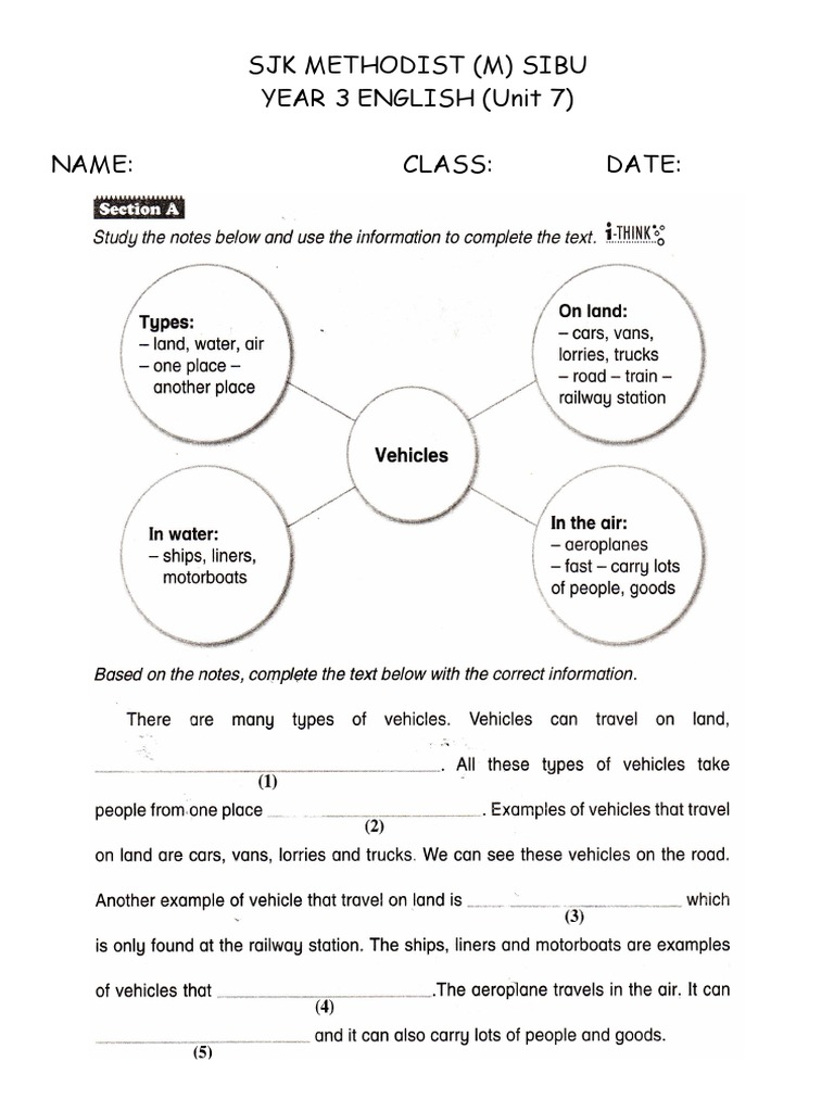 SJK Methodist (M) Sibu Year 3 English (Unit 7) Name: Class: Date | PDF | Teaching Methods ...