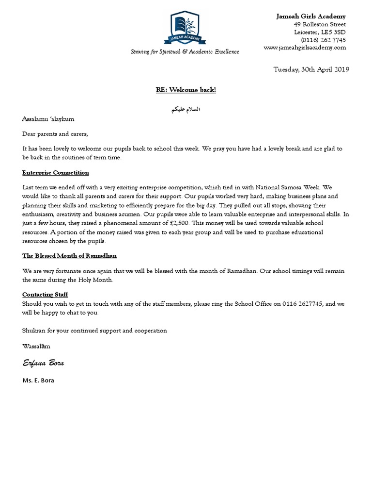 Welcome Back To Summer Term 2019 | PDF