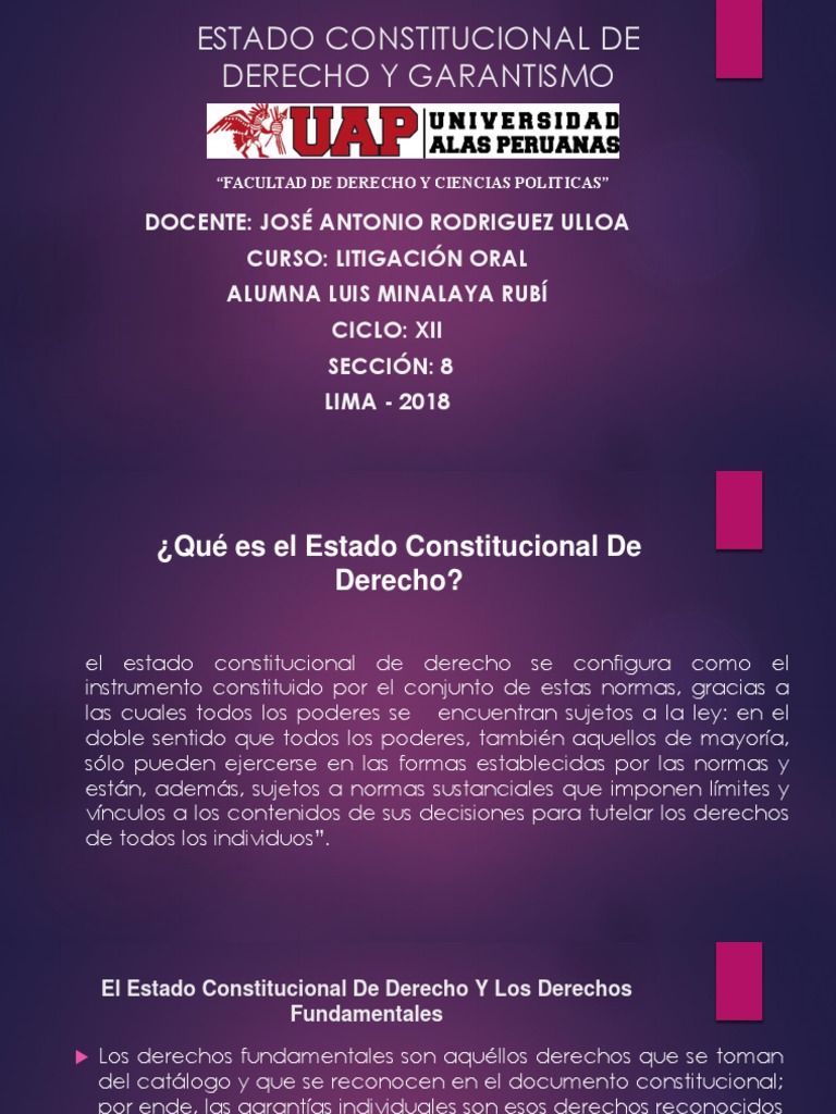 El Estado Constitucional de Derecho y sus características fundamentales ...