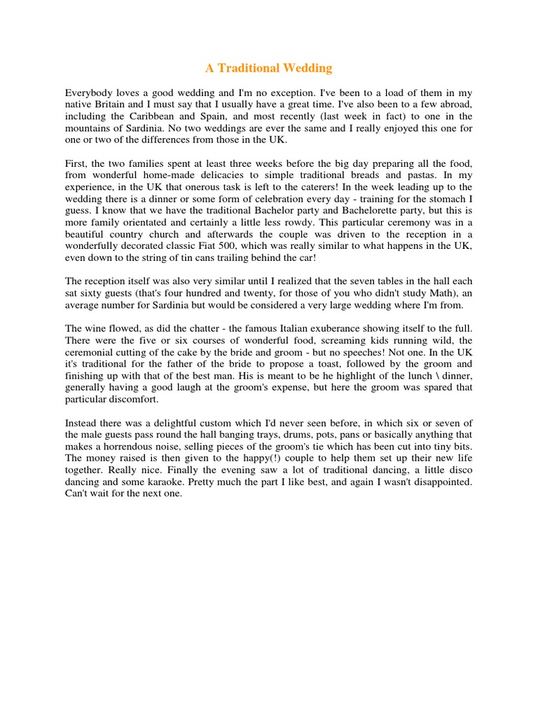 A Traditional Wedding | PDF | Wedding | Fashion Related Occasions