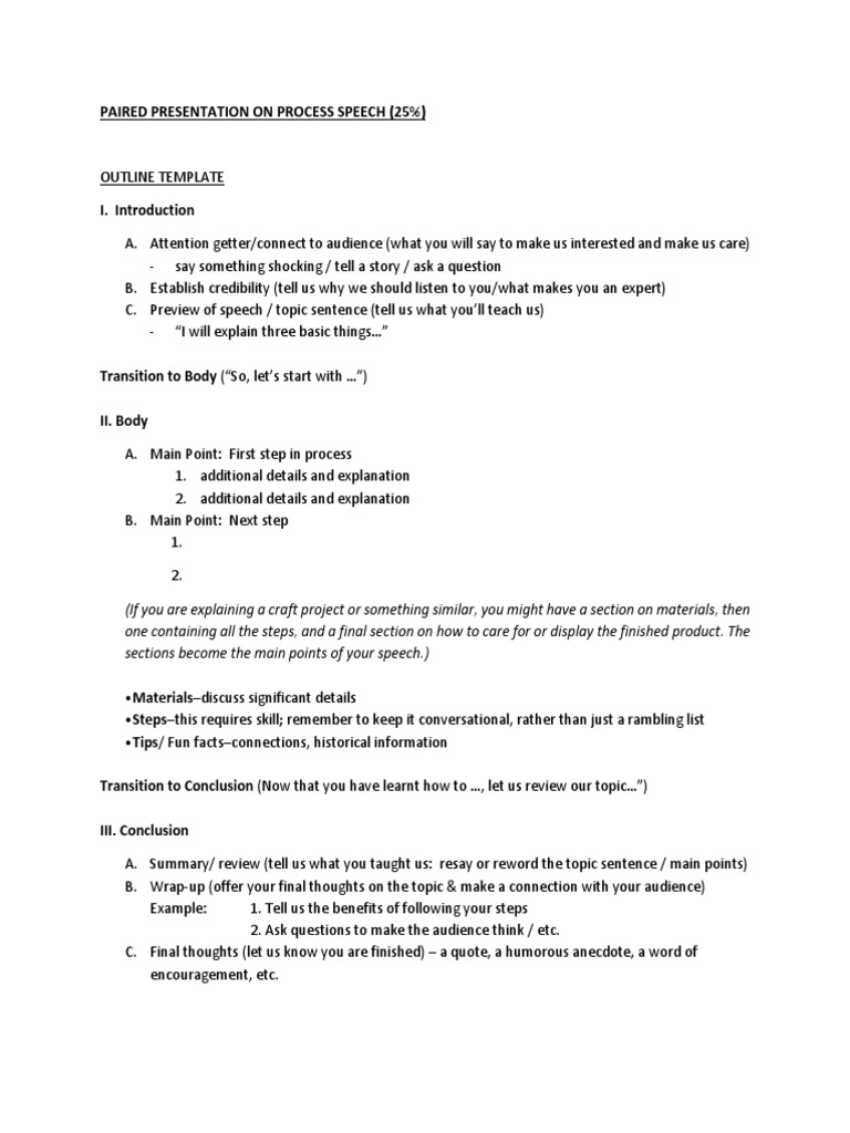 Process Speech Outline Template | PDF | Career & Growth