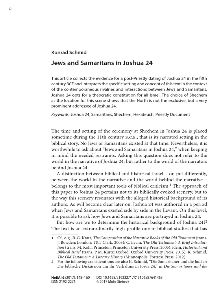Schmid 2017 Jews and Samaritans in Joshua 24 Complete | PDF ...