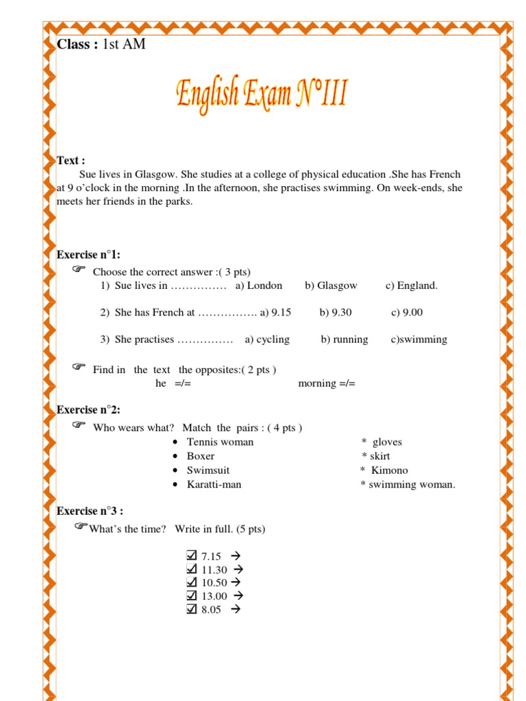 Anglais - S3 - 1AM | PDF