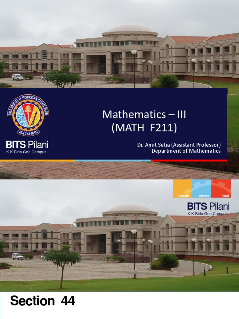 Mathematics - III (MATH F211) : BITS Pilani | PDF | Equations | Functions And Mappings