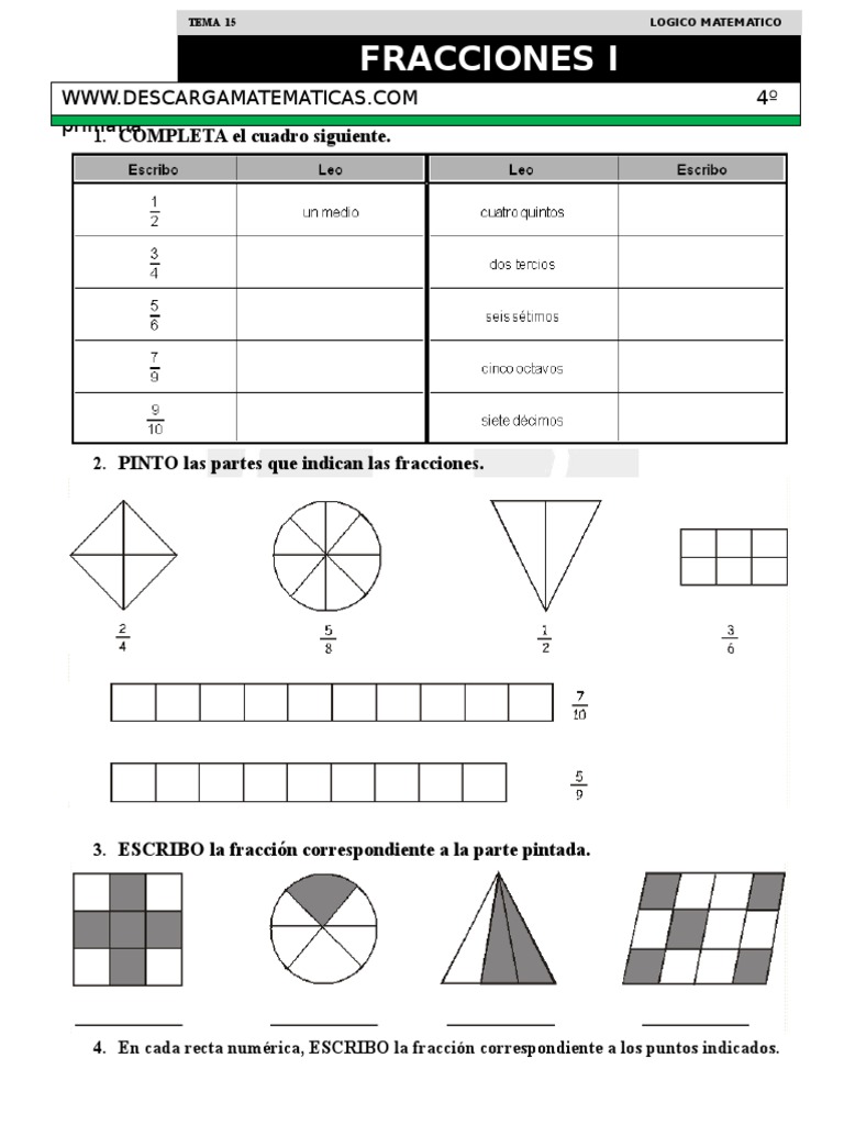 Fracciones para Cuarto Grado de Primaria | PDF