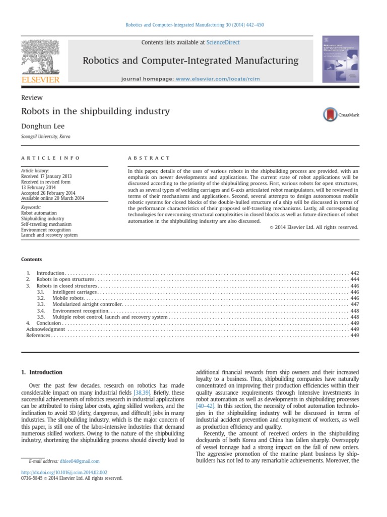 Robotics in Shipbuilding Automation | PDF | Robot | Robotics